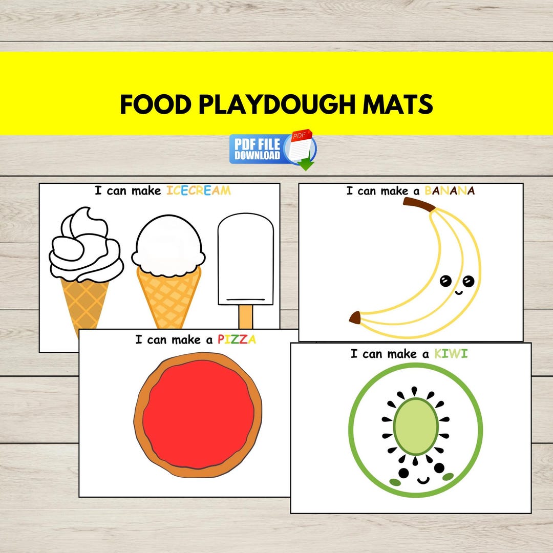 Food Playdough Mats Printable, Food Theme Visual Activity Mats, Digital ...