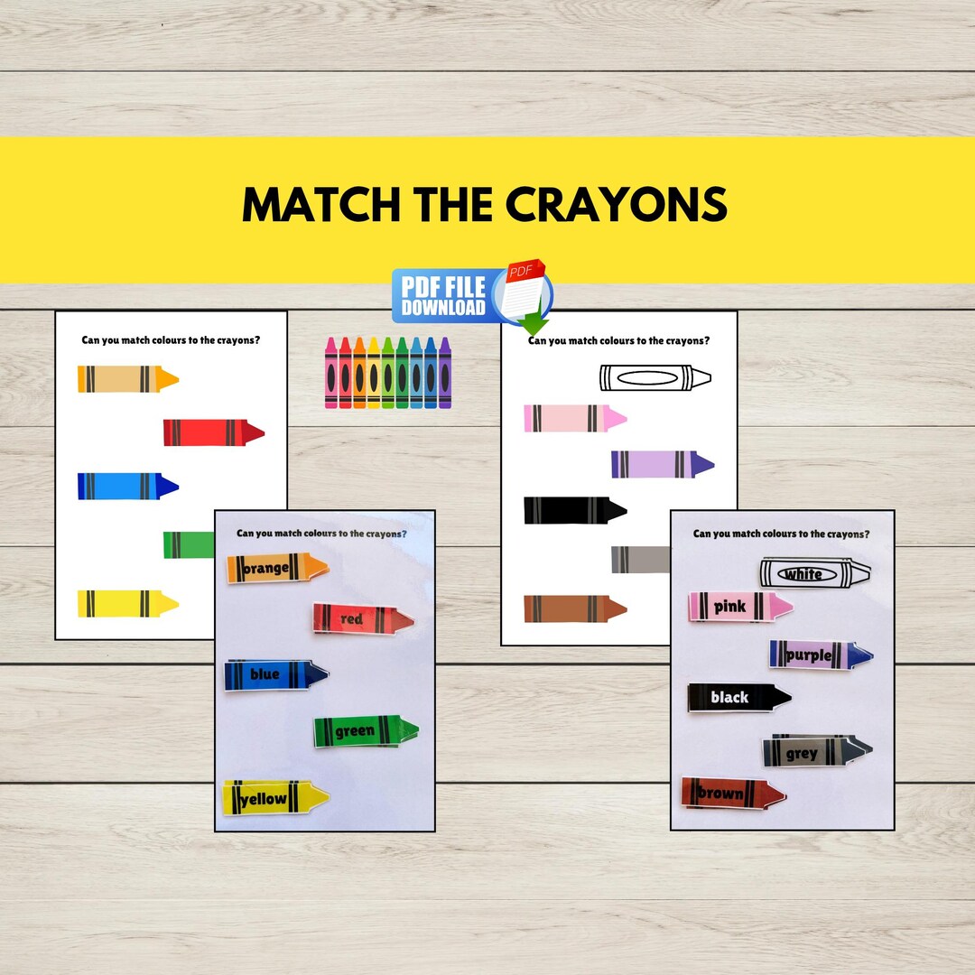 Color Matching Activity, Learn Colours Kids, Match the Crayons ...