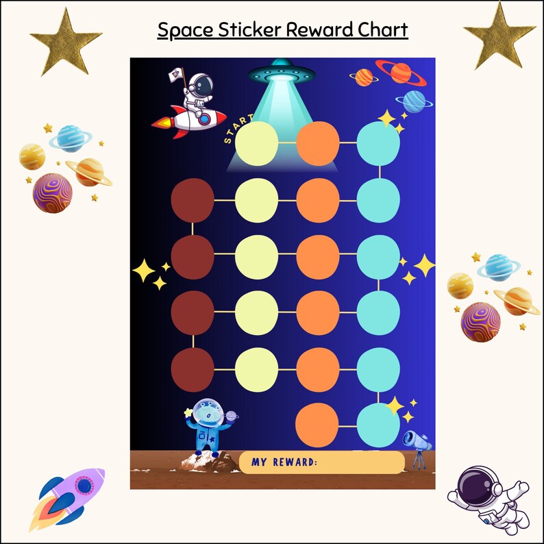 Space Printable Reward Chart, Outer Space Sticker Chart, Toddler ...
