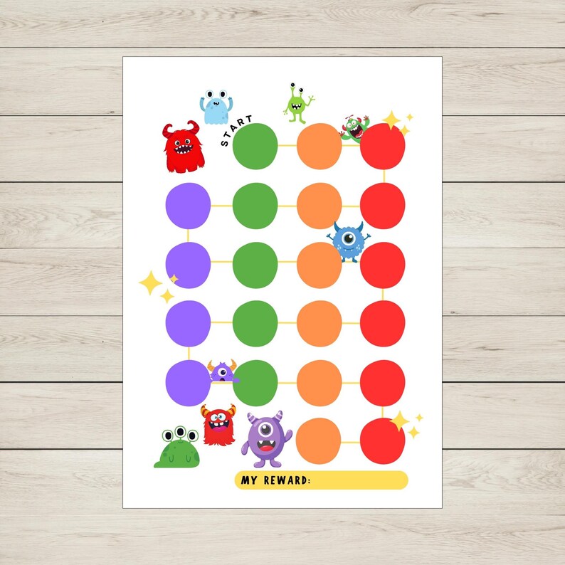 Monster Printable Reward Chart for Kids, Monster Potty Training Chart ...
