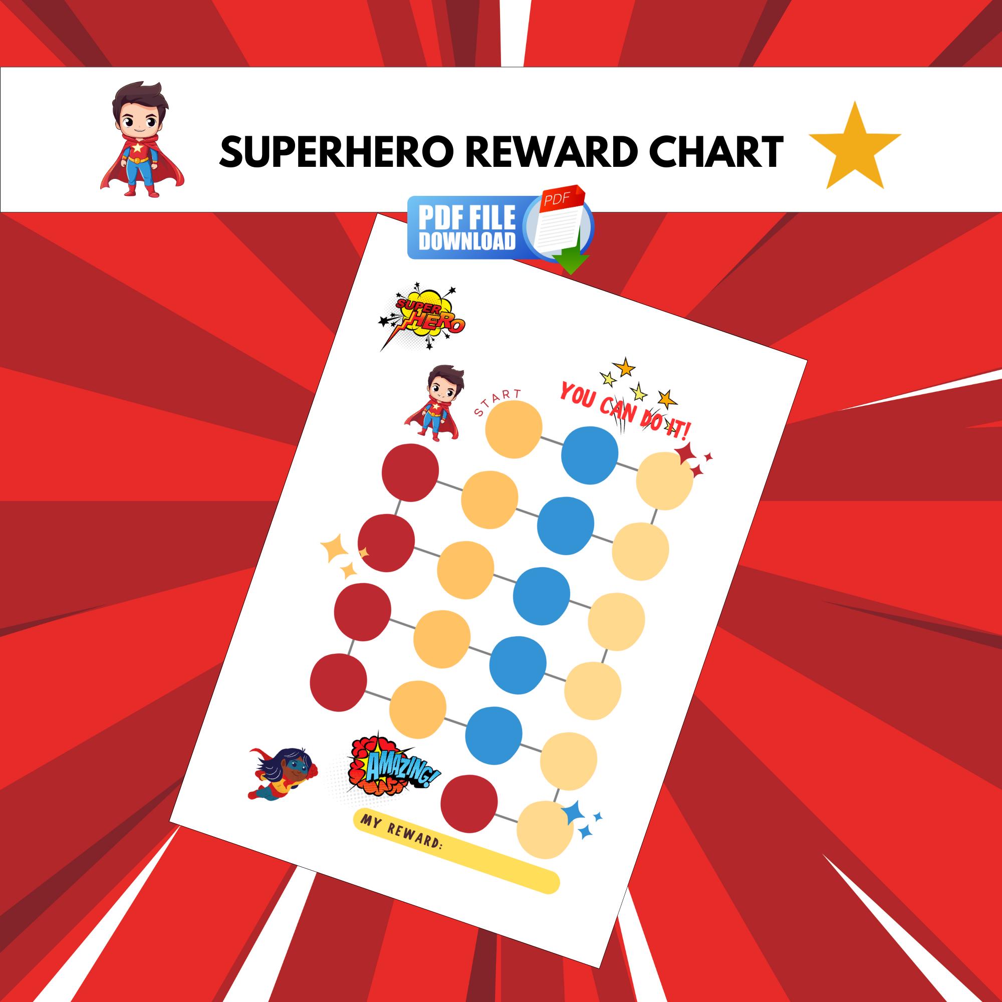 Printable Superhero Reward Chart for Kids, Superheroes Behaviour ...