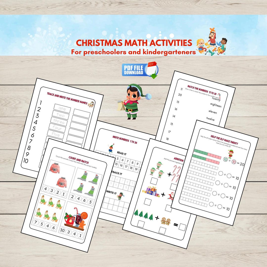Christmas Math Activities for Kids, Preschool Numbers 1 to 20 ...