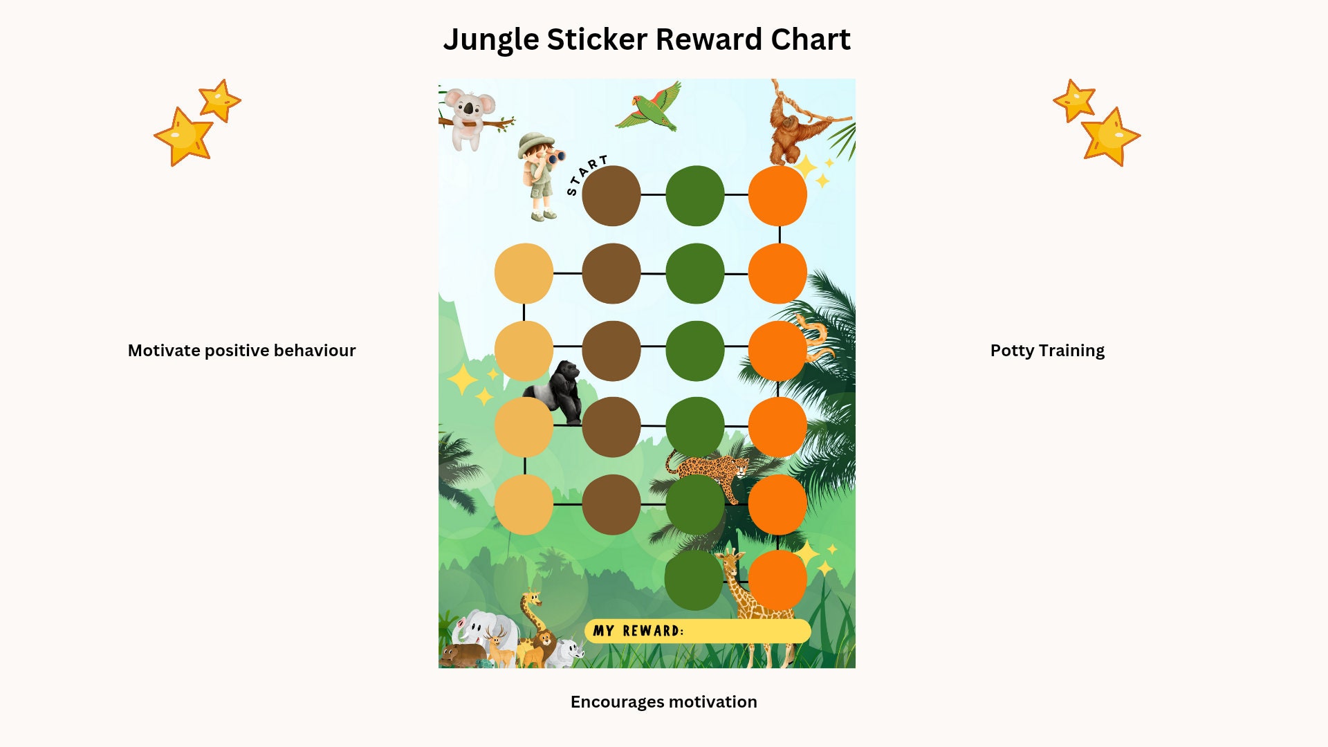 Jungle Animals Reward Chart Printable PDF, Safari Potty Chart, Toddler ...