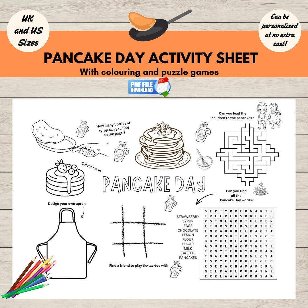 Pancake Day Activity Sheet for Kids, Shrove Tuesday Coloring Page ...