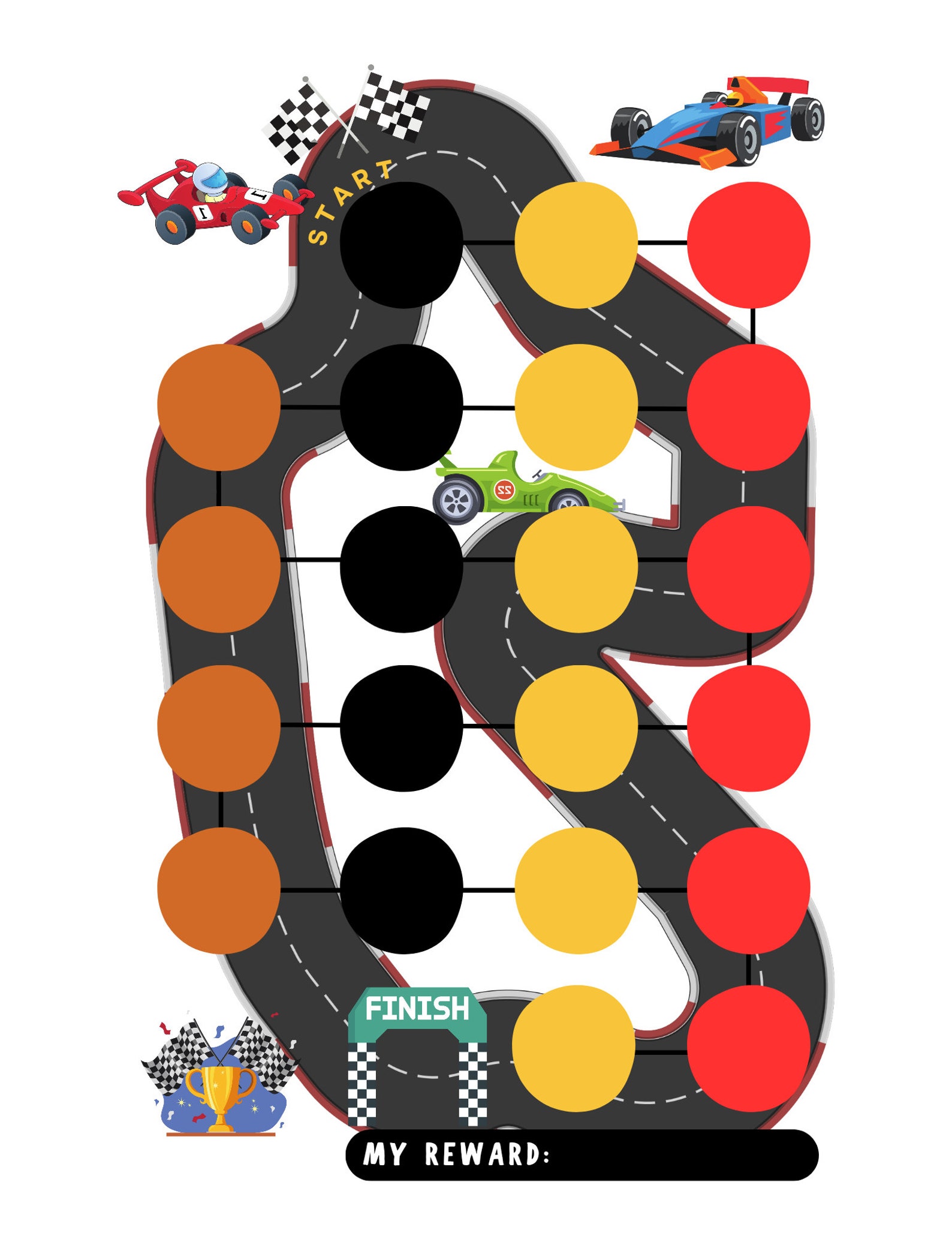 Racing Car Printable Reward Chart, Cars Sticker Chart, Chore Chart ...