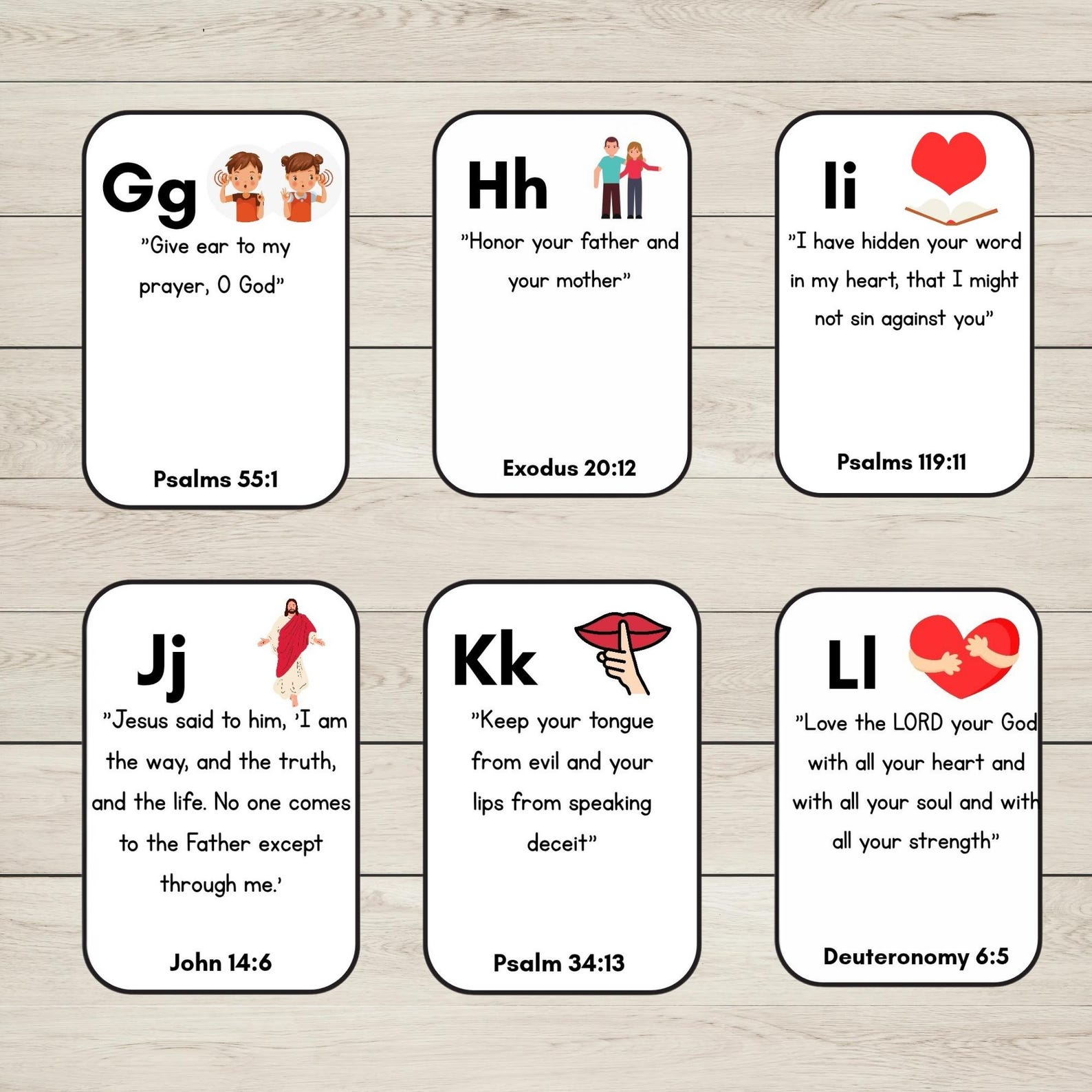 Bible Scripture Cards for Kids, Alphabet Bible Verse Cards, Printable ...
