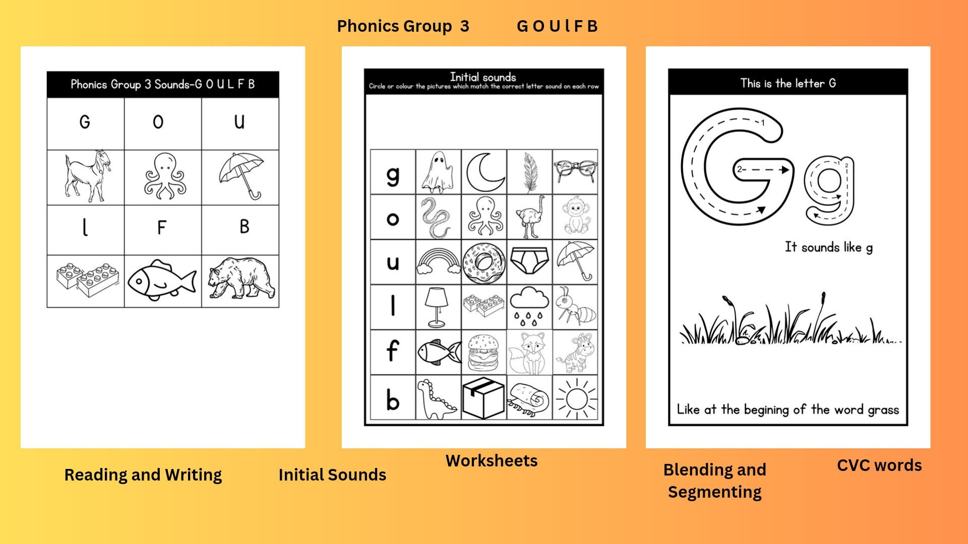 Jolly Phonics Group 3 Activity Sheets, Letter Sounds, Cvc Words ...