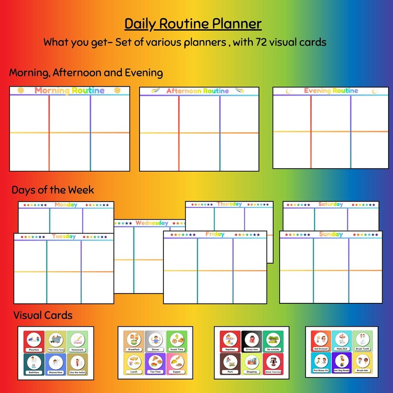 Kids Daily Visual Planner, Children's Daily Routine Chart, Visual ...