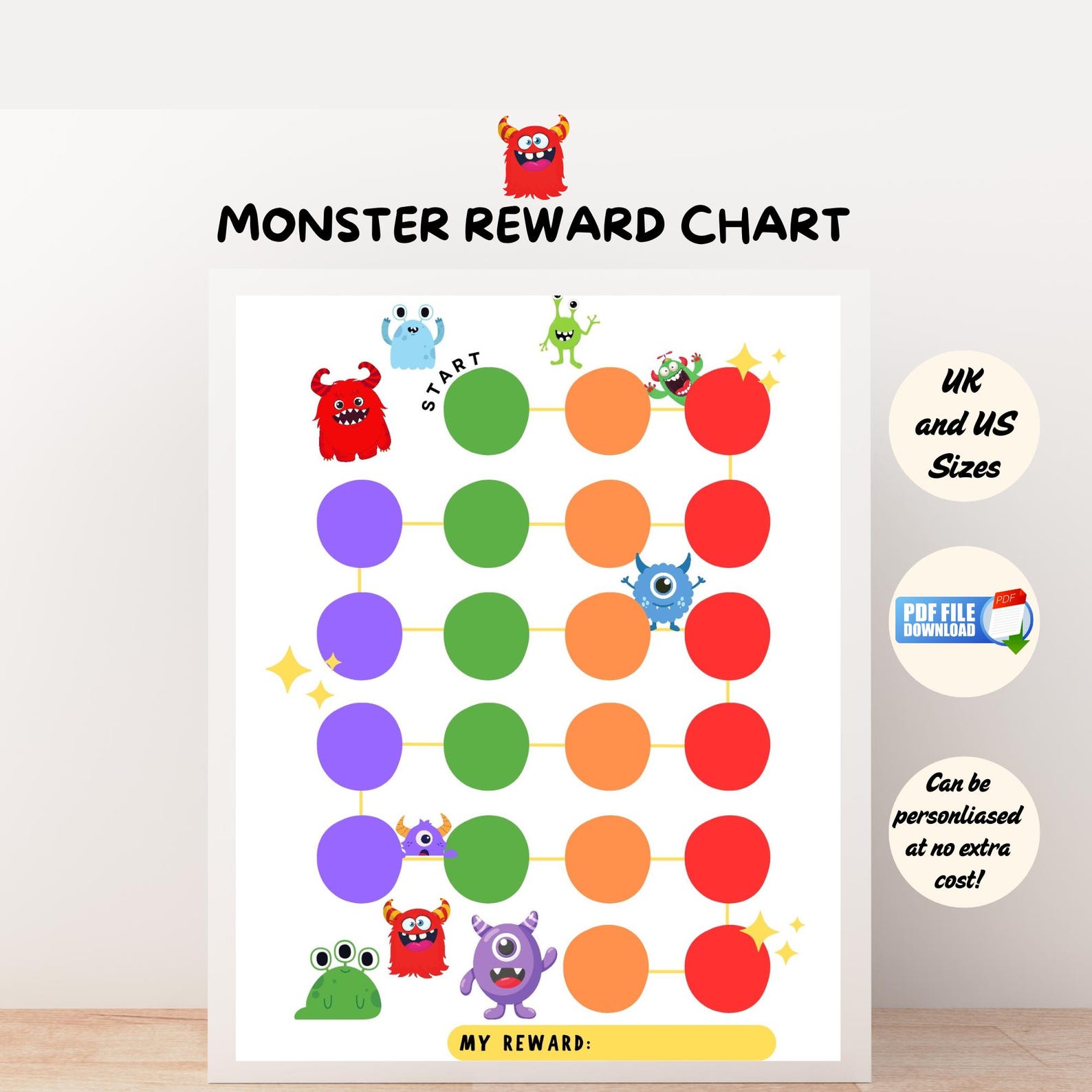 Monster Theme Reward Chart, Monsters Potty Rewards Chart, Printable ...