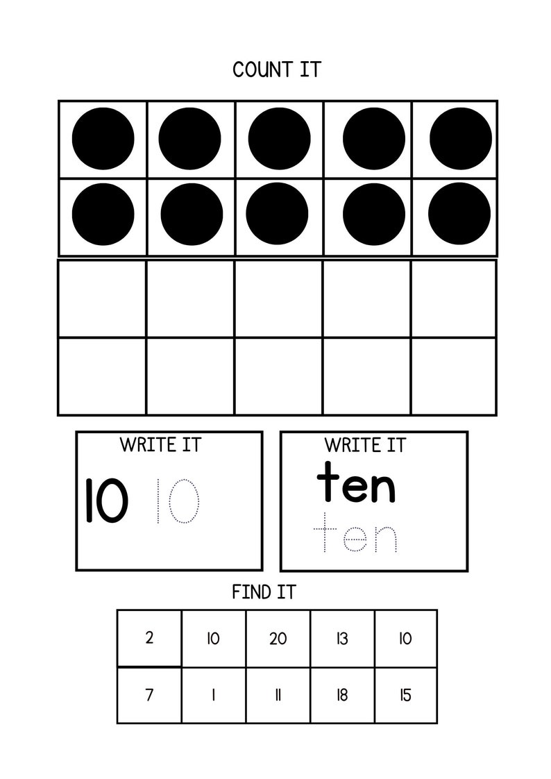 Number Worksheets, Counting Activity, Learn Numbers 1-20, Kindergarten ...