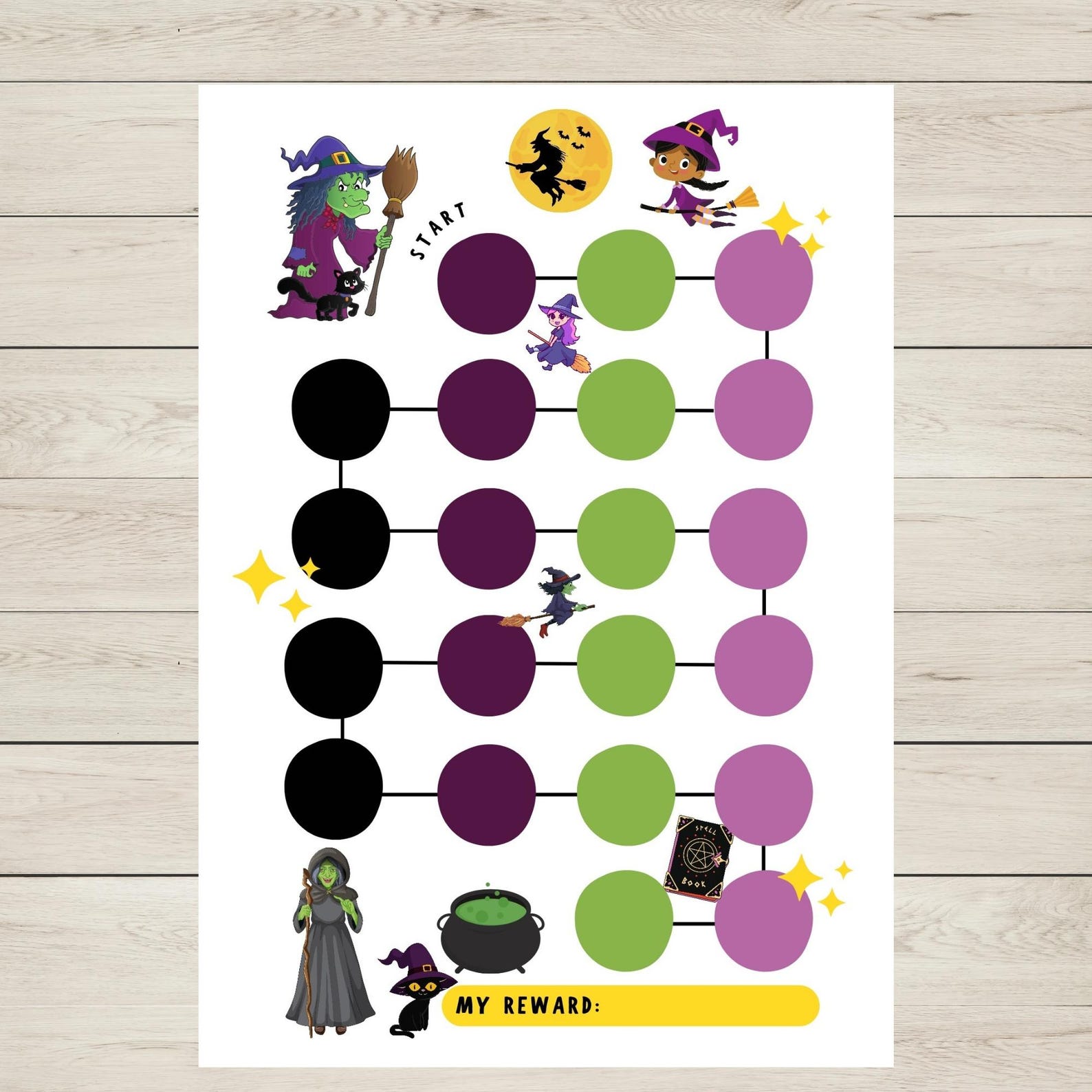 Halloween Witch Behaviour Reward Chart Printable, Kids Chore Tracker ...