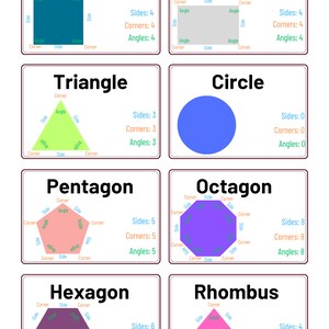 Basic 2D Shapes Flash Cards , Preschool Shape Cards, Kindergarten ...