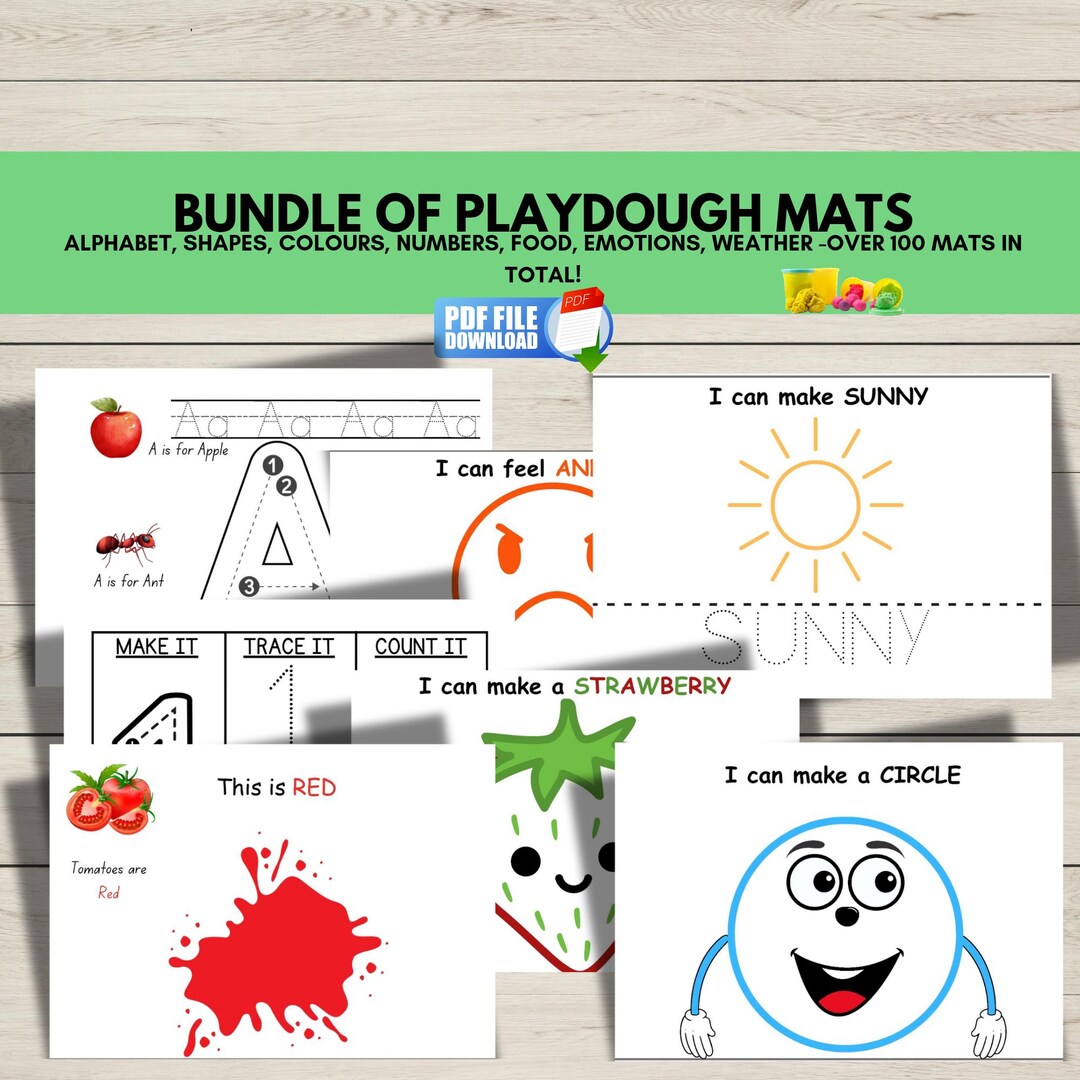 Printable Play Dough Mats Bundle, Fine Motor Activities, Alphabet ...