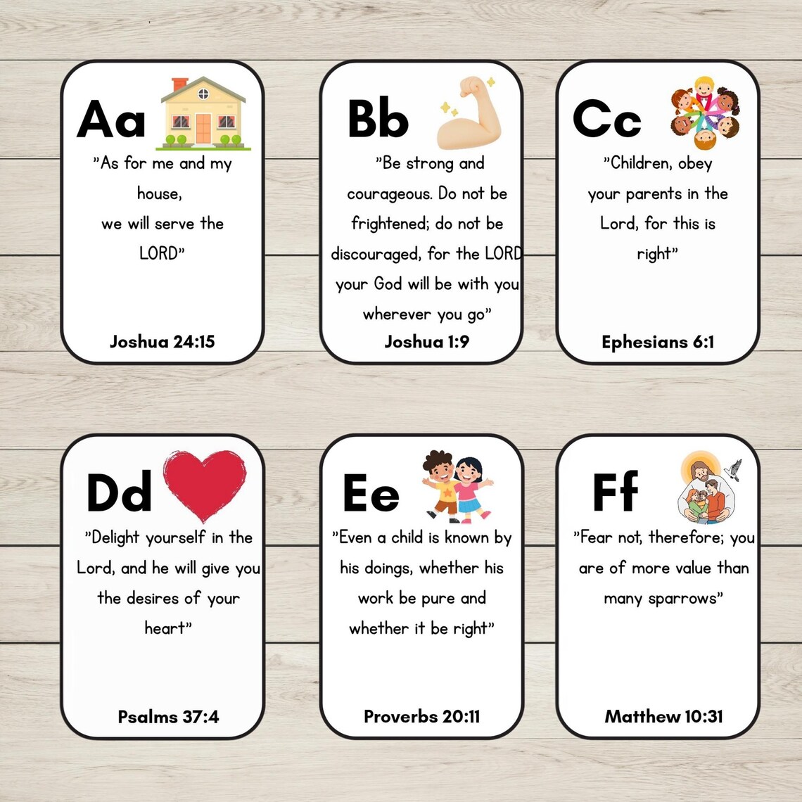 Bible Scripture Cards for Kids, Alphabet Bible Verse Cards, Printable ...