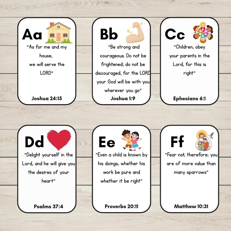 Bible Scripture Cards for Kids, Alphabet Bible Verse Cards, Printable ...