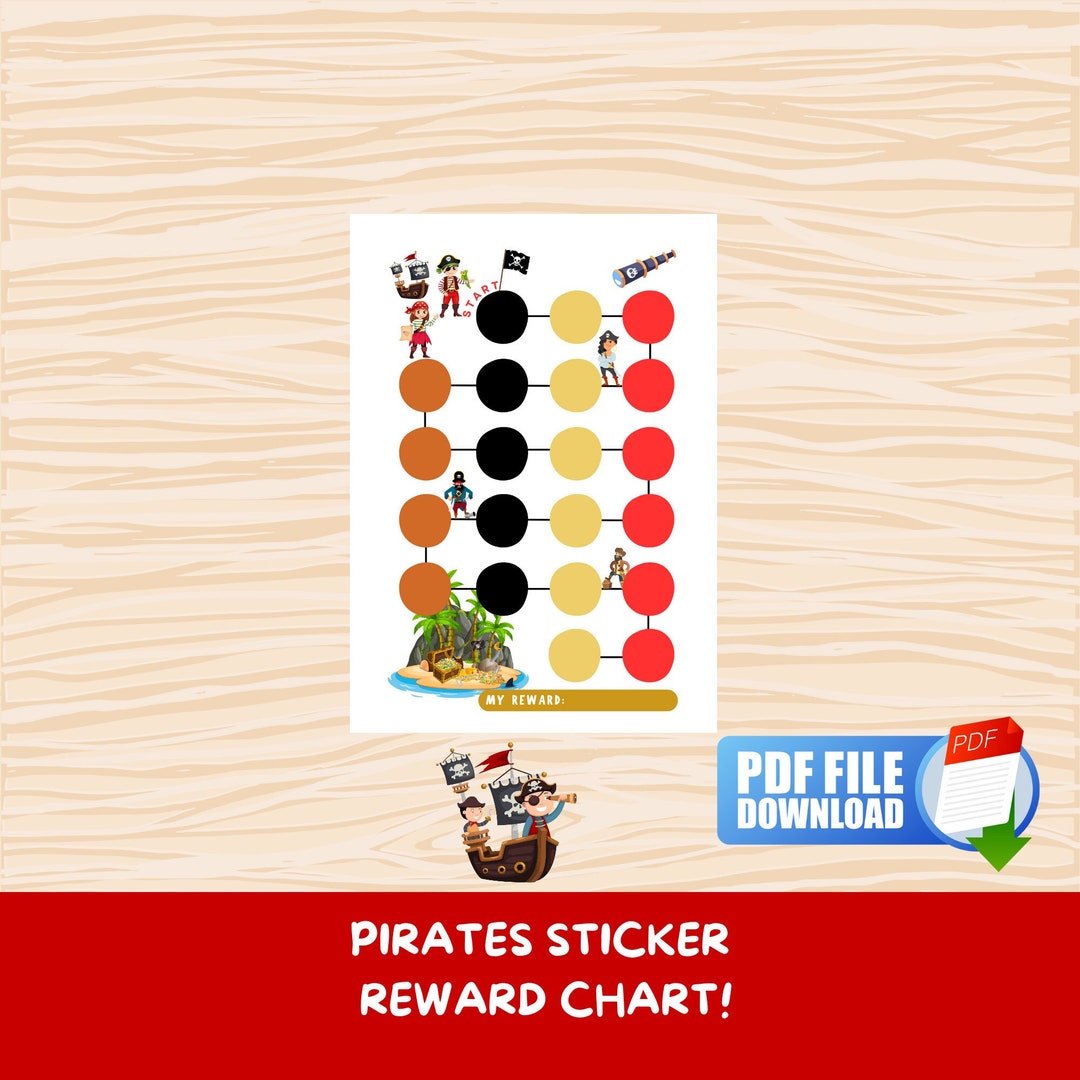 Pirates Sticker Reward Chart, Printable Behaviour Chart, Potty Training ...