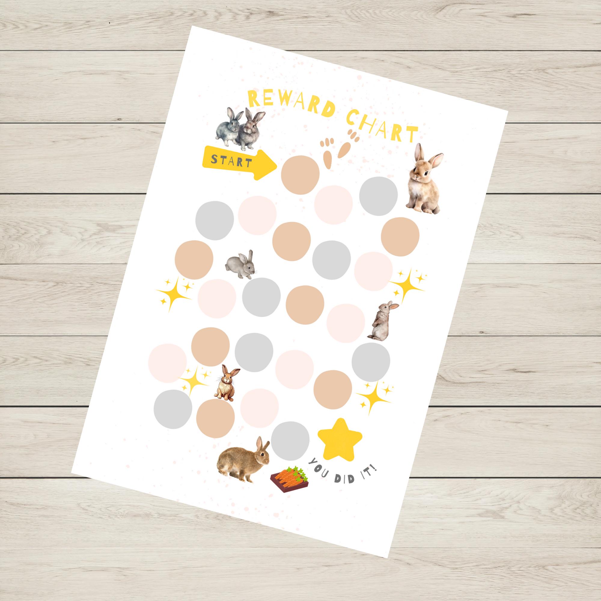 Rabbit Reward Chart Printable for Kids, Sticker Behaviour Chart, Bunny ...