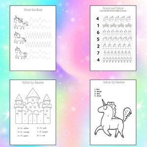 Unicorn Activity Book Printable PDF, Unicorn Coloring Sheets, Kids ...