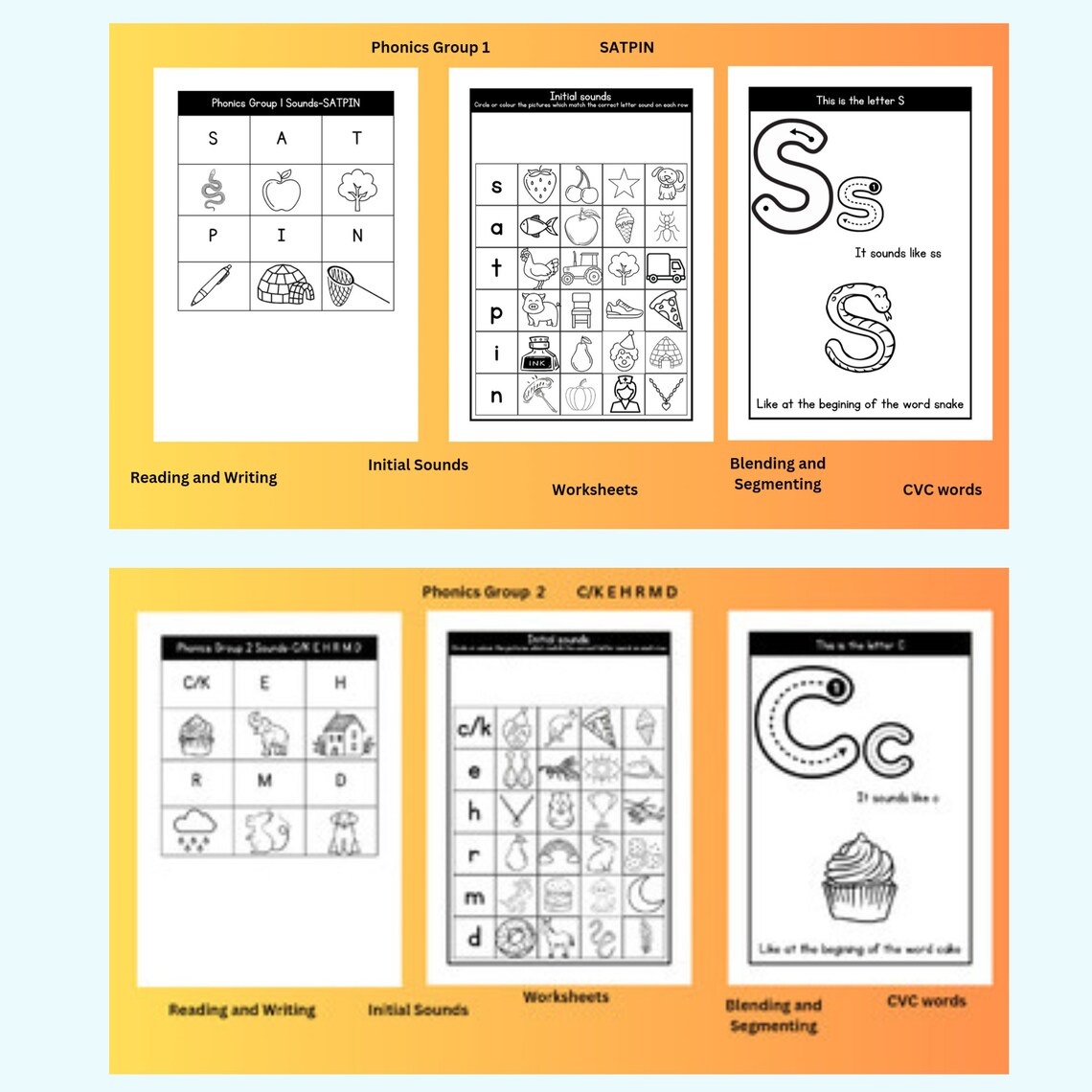Phonics Activity Bundle, Jolly Phonics Groups 1-4, Preschool Printables, Trace Write Letters ...