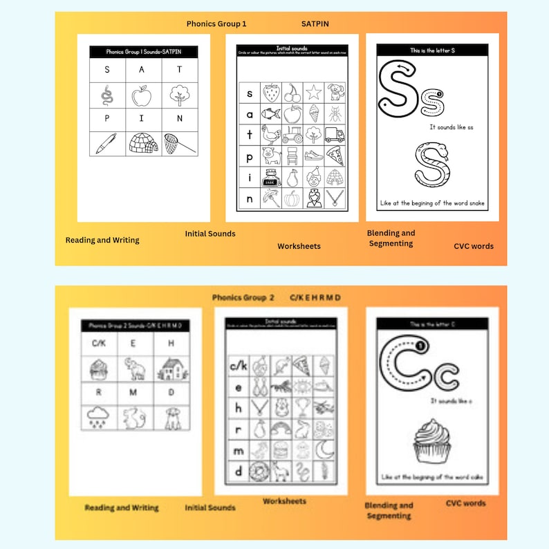 Phonics Activity Bundle, Jolly Phonics Groups 1-4, Preschool Printables ...