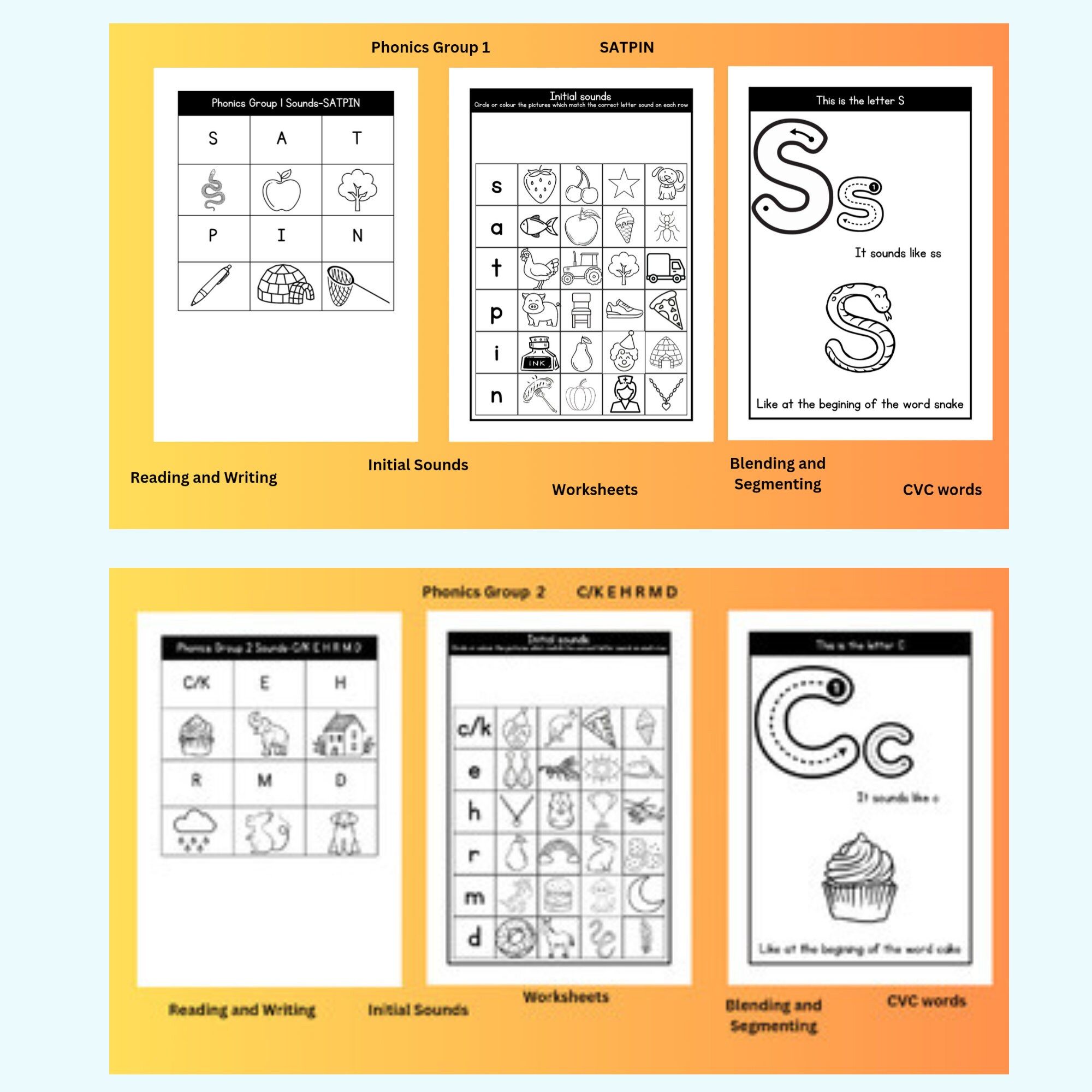 Phonics Activity Bundle, Jolly Phonics Groups 1-4, Preschool Printables ...