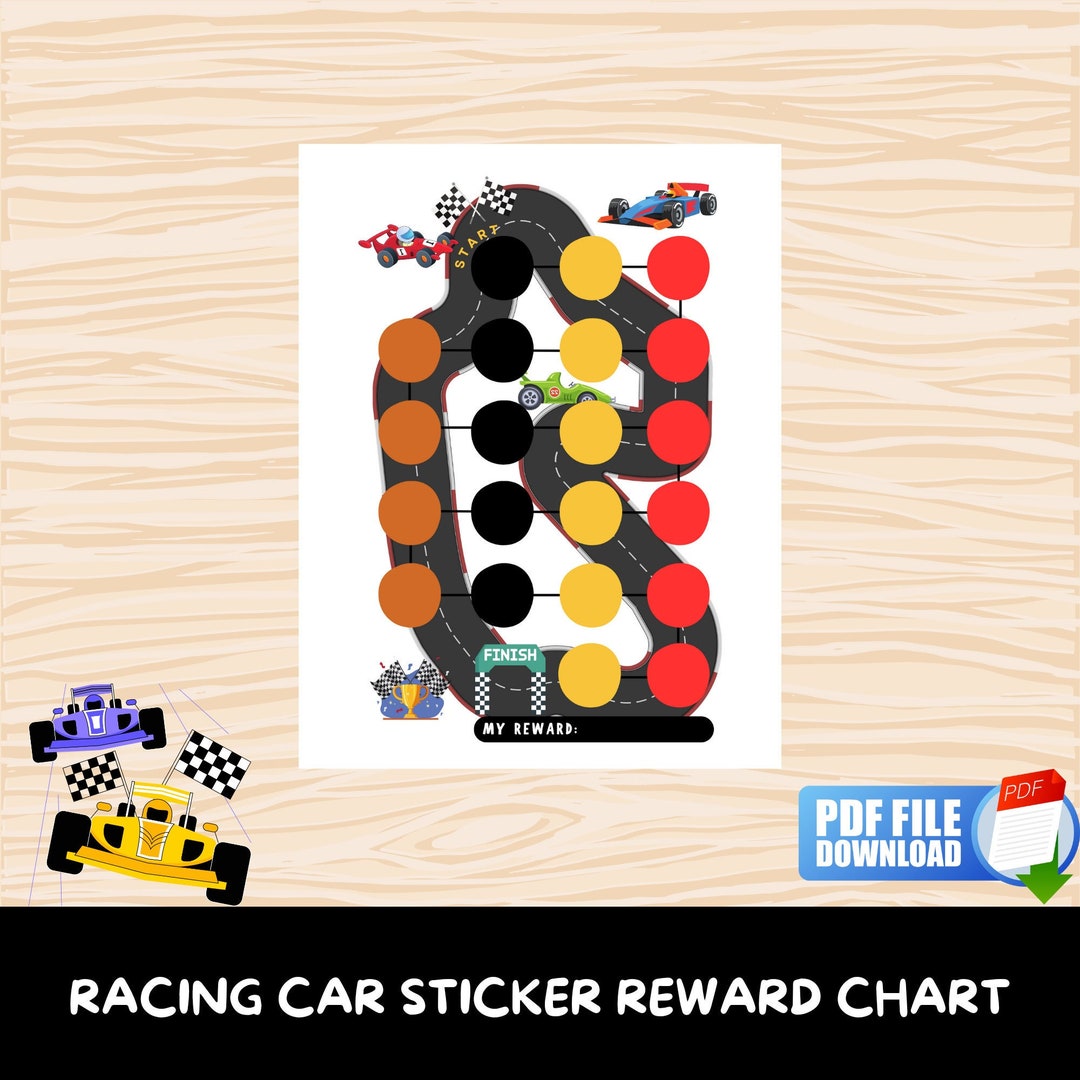 Racing Car Printable Reward Chart, Cars Sticker Chart, Chore Chart ...