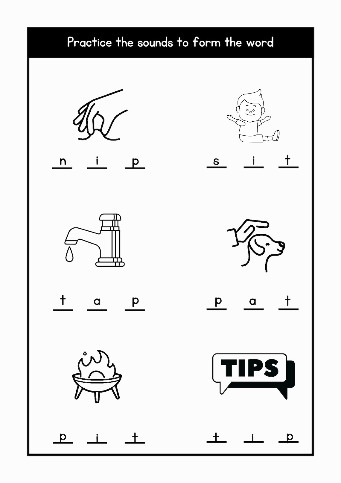 SATPIN Worksheets, Letter Sounds, CVC Words, Printable Group 1 Jolly ...