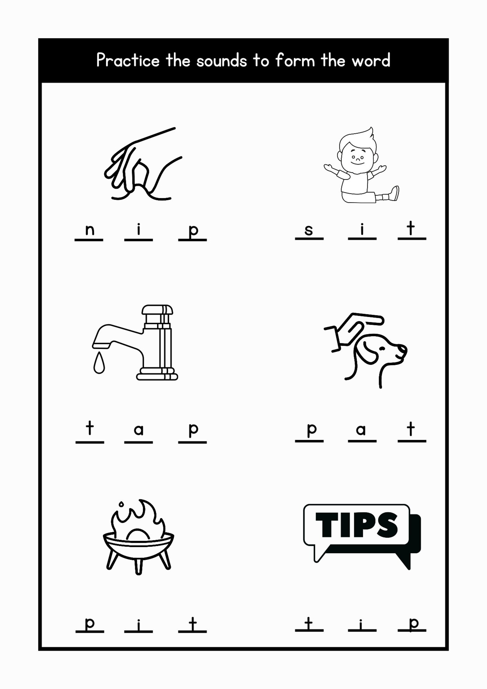 SATPIN Worksheets, Letter Sounds, CVC Words, Printable Group 1 Jolly ...