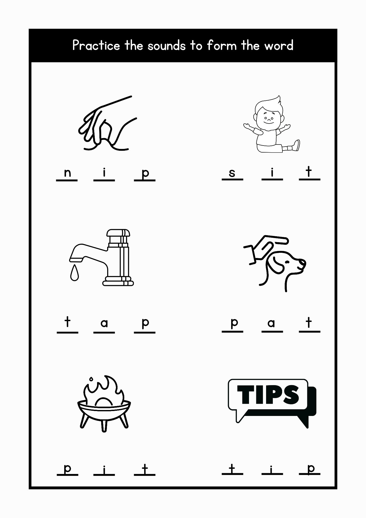 SATPIN Worksheets, Letter Sounds, CVC Words, Printable Group 1 Jolly ...