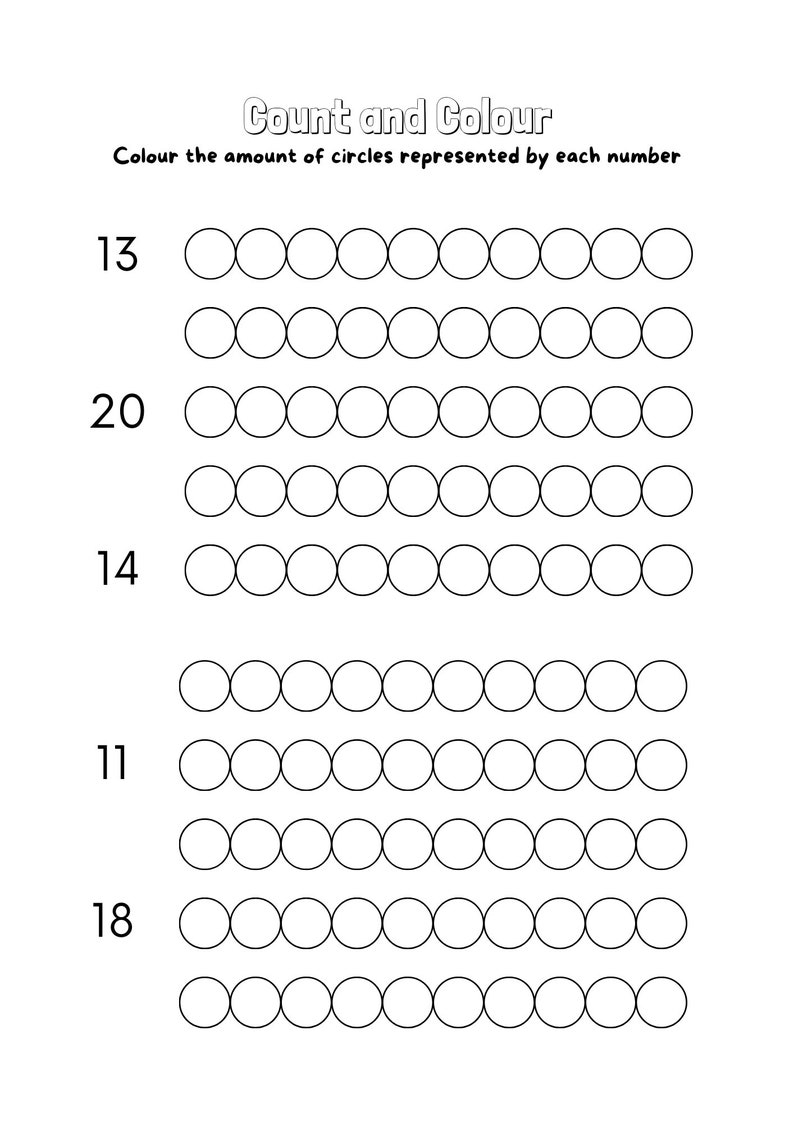 Number Worksheets, Counting Activity, Learn Numbers 1-20, Kindergarten ...