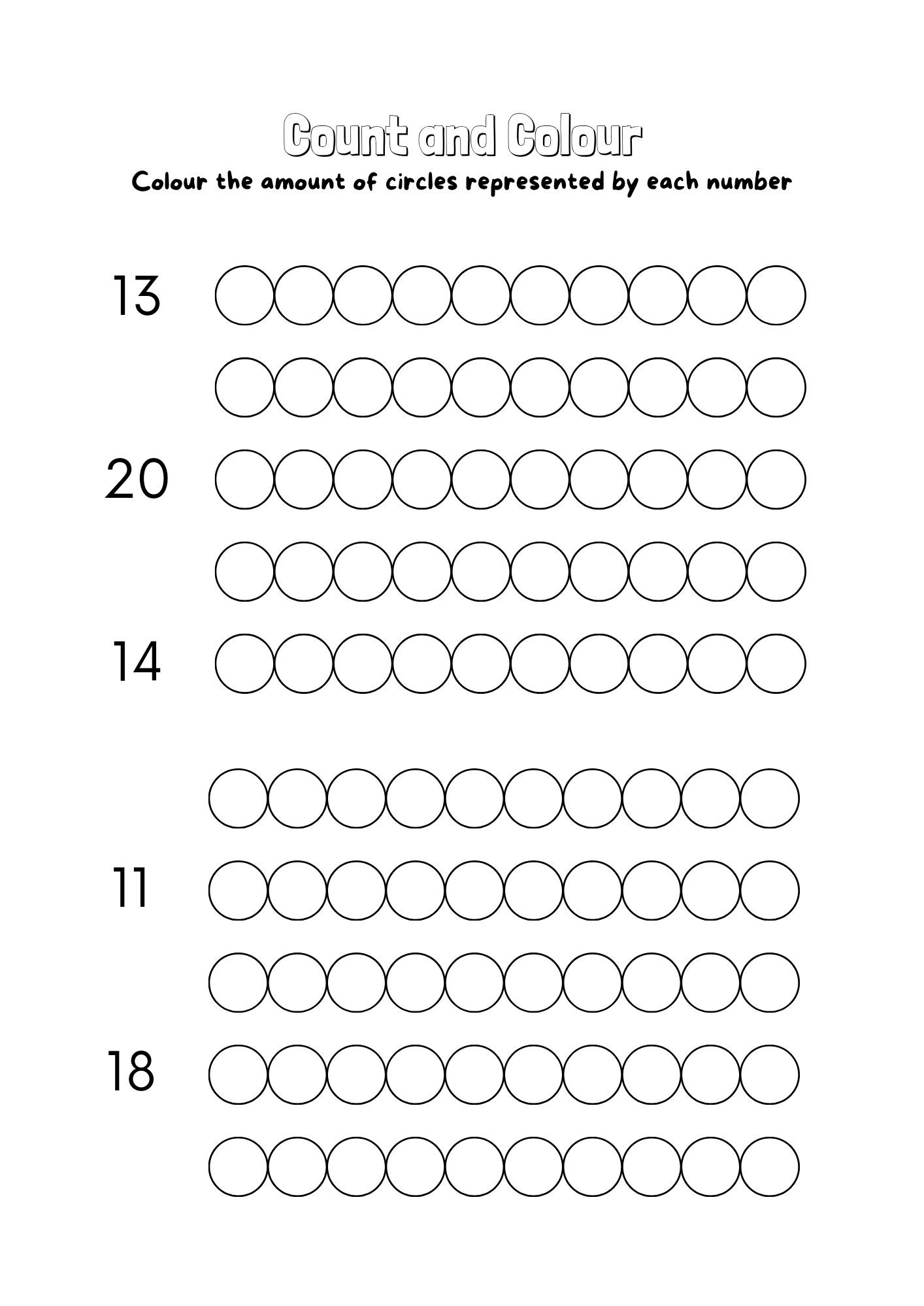 Number Worksheets, Counting Activity, Learn Numbers 1-20, Kindergarten ...