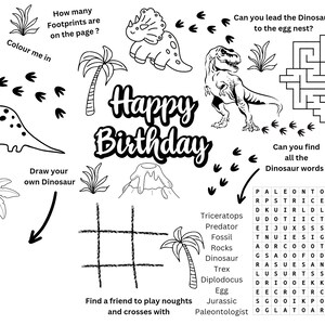 Dinosaur Birthday Party Activity Sheet, Dinosaur Colouring Page, Dino ...