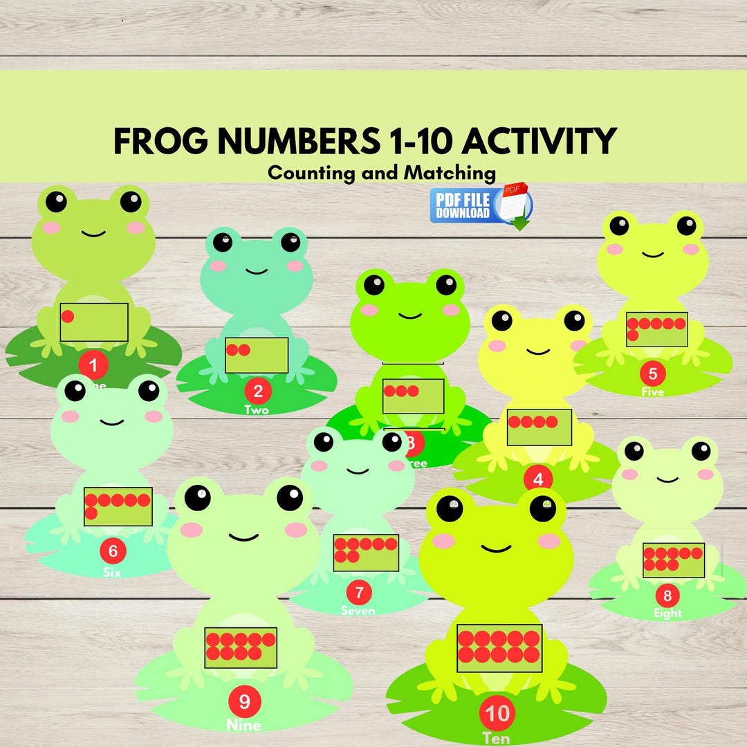 Frog Numbers 1-10 Matching Activity, Preschool Frog Early Math Game ...