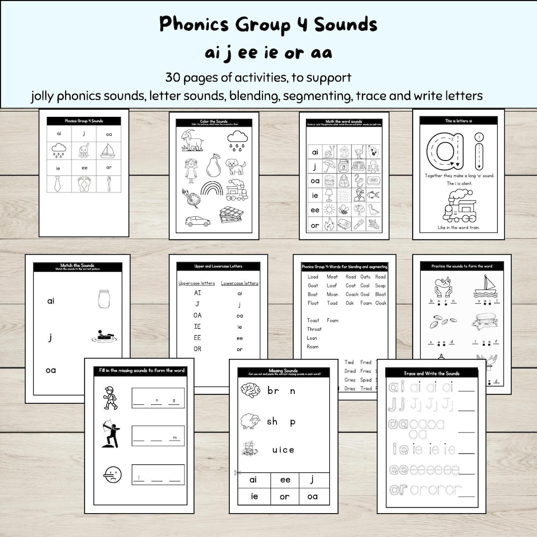 Phonics Group 4 Printable Worksheets, Jolly Phonics Activities for Set ...