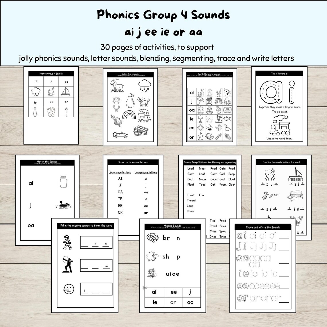Phonics Group 4 Printable Worksheets, Jolly Phonics Activities for Set ...