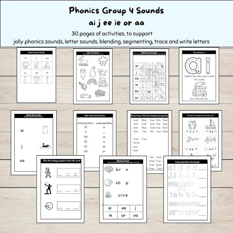 Phonics Group 4 Printable Worksheets, Jolly Phonics Activities for Set ...