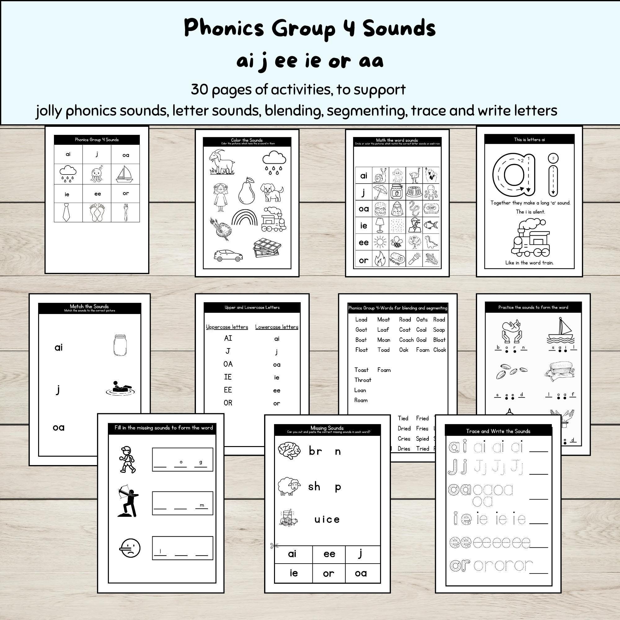Phonics Group 4 Printable Worksheets, Jolly Phonics Activities for Set ...