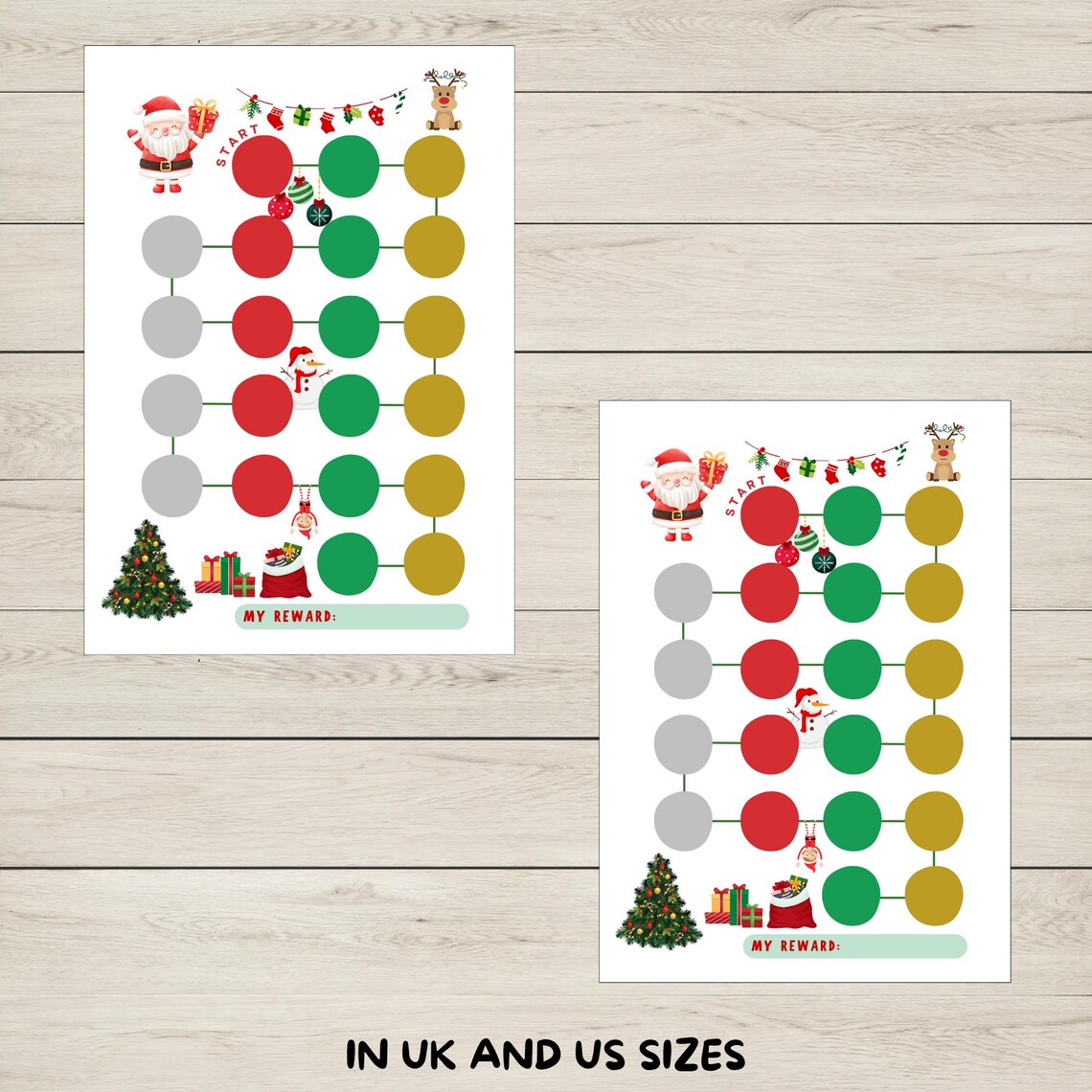 Kids Christmas Reward Chart Printable PDF, Santa Potty Chart, Routine ...
