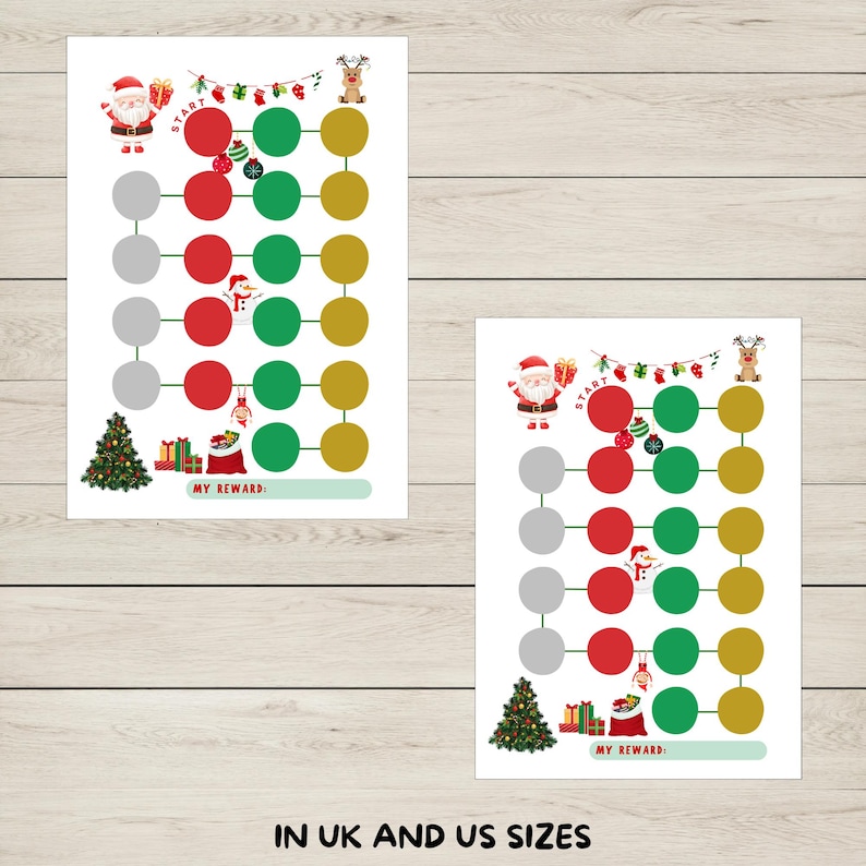 Kids Christmas Reward Chart Printable PDF, Santa Potty Chart, Routine ...