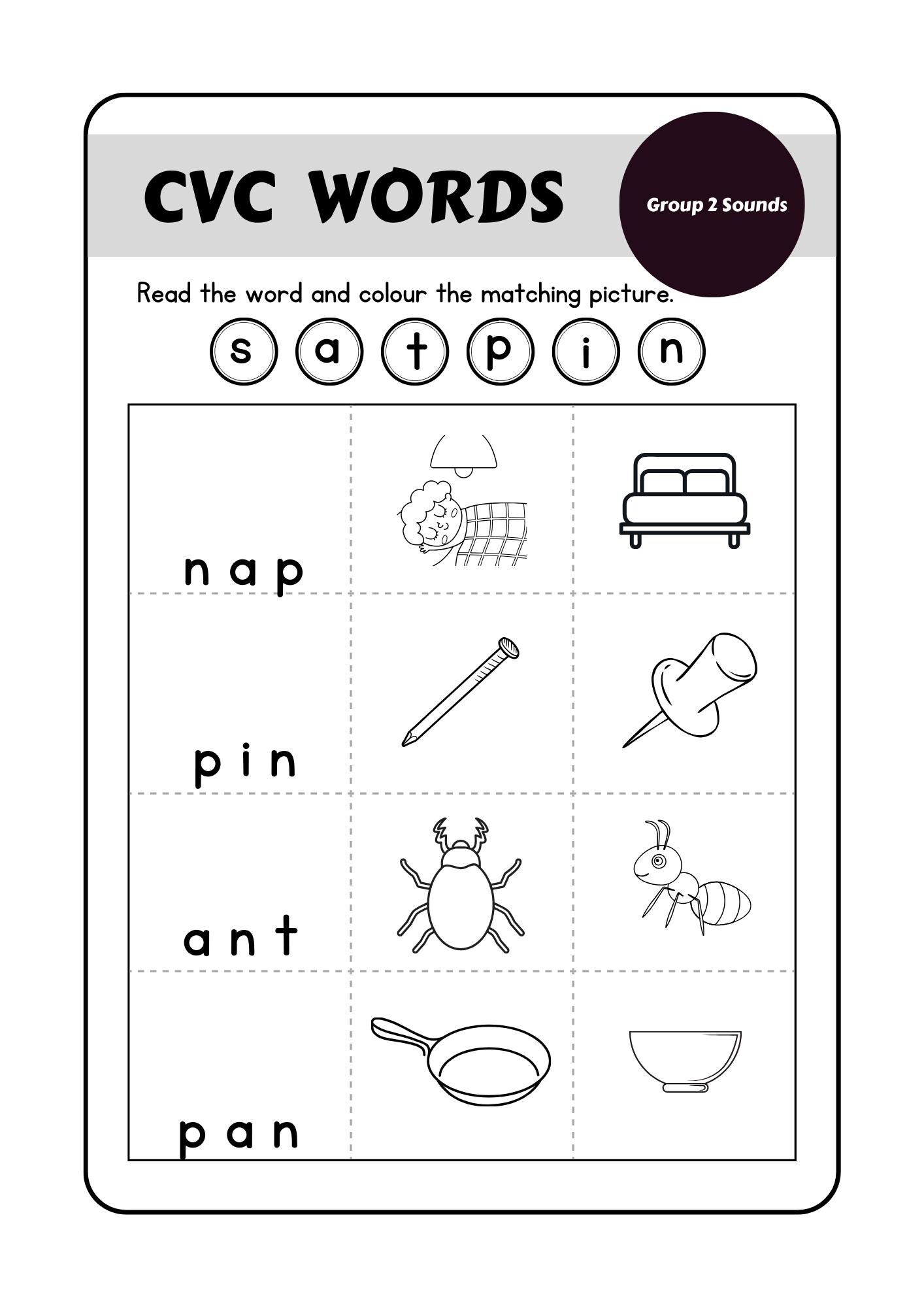 CVC Words Worksheets, Phonics Groups 1-4 Sounds, Literacy Activity ...