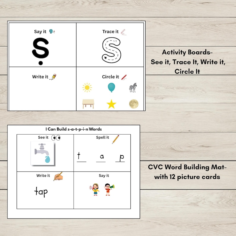 SATPIN Phonics Learning Bundle, Printable Letter Tracing Activities ...