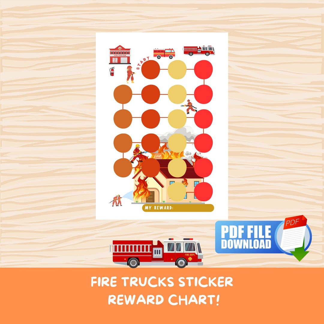 Fire Trucks Printable Reward Chart, Fire Engine Sticker Chart ...