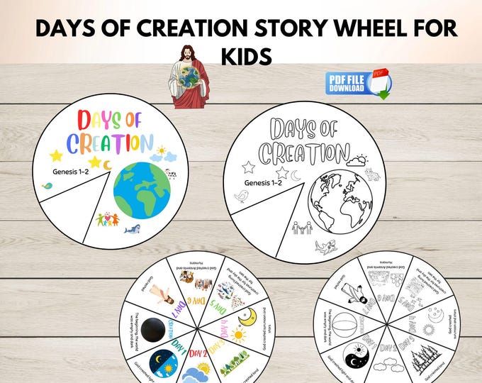 7 Days Creation Wheel Bible Craft Sunday School for Christian Kids ...
