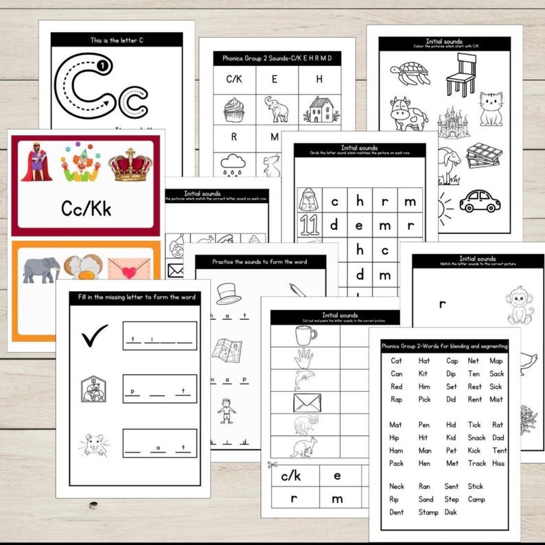 Phonics Worksheets Bundle for Groups 1-5, Beginning Sounds, Letter ...