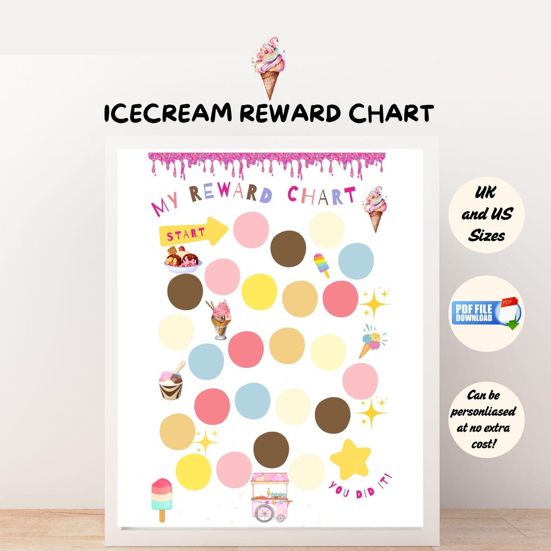 Ice Cream Reward Chart, Popsickle Sticker Chart, Toddler Potty Chart ...