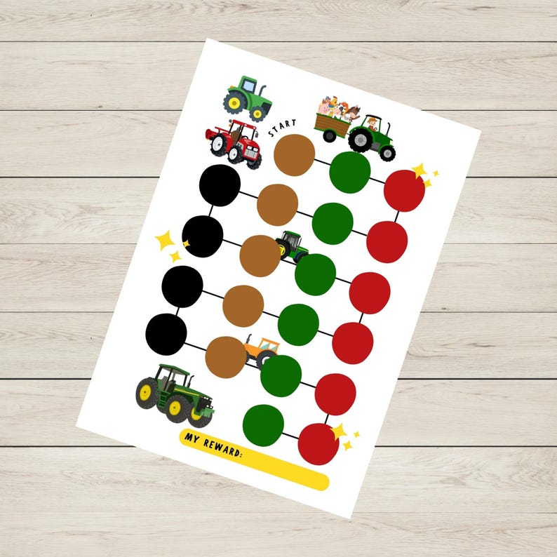 Tractor Reward Chart Printable for Kids, Behavior Chart, Daily Chores ...