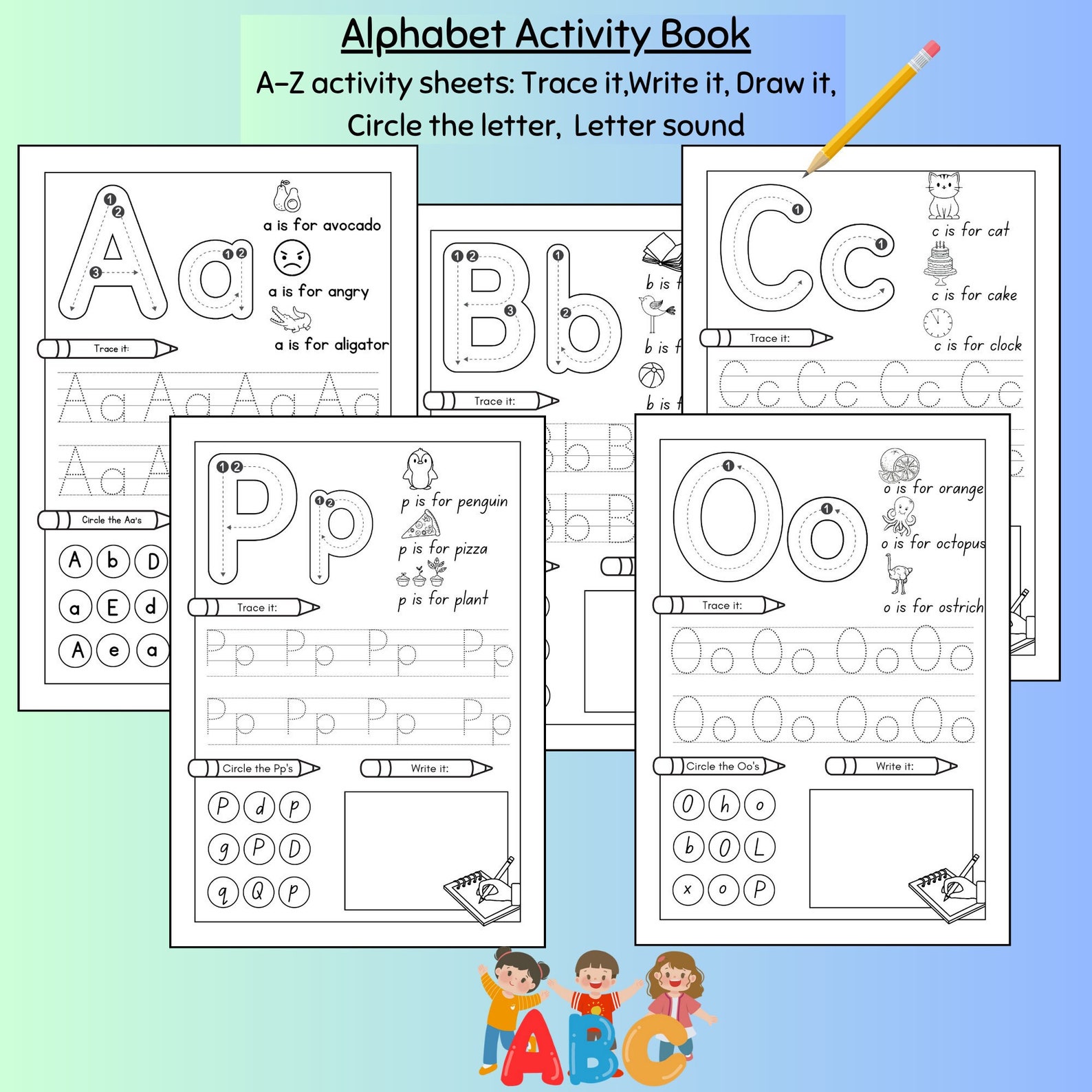 Alphabet Worksheets, Preschool Printables, Kindergarten Learning, ABC ...