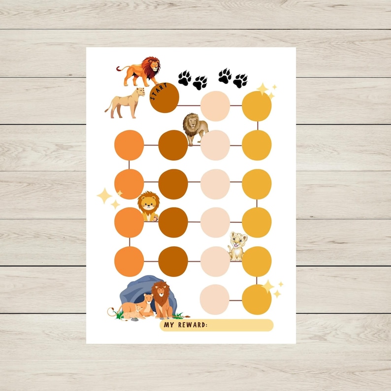 Lion Kids Reward Chart Printable, Lion Themed Potty Training Chart ...