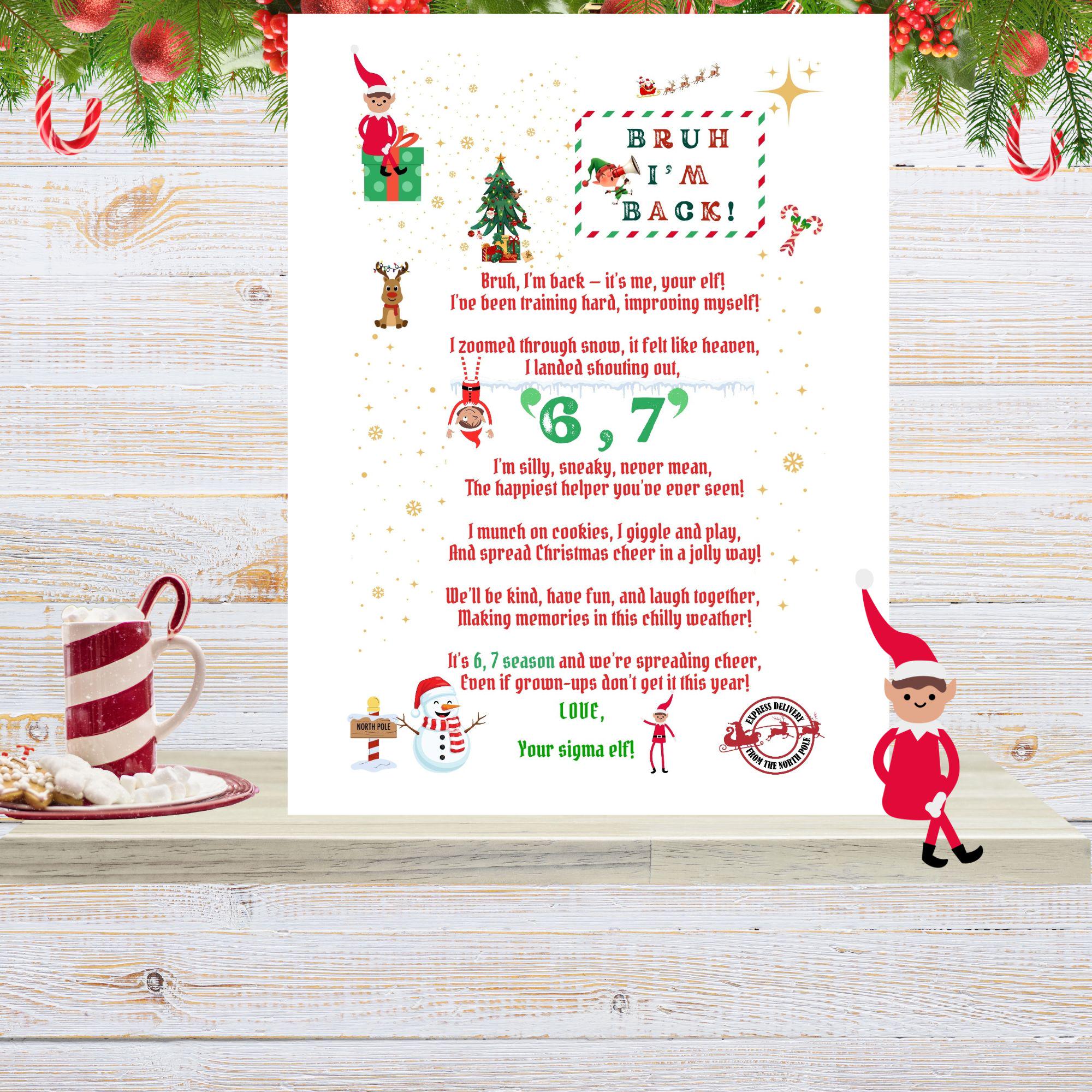 Elf 'bruh I'm Back' Return Arrival Letter, Printable Funny Kids ...
