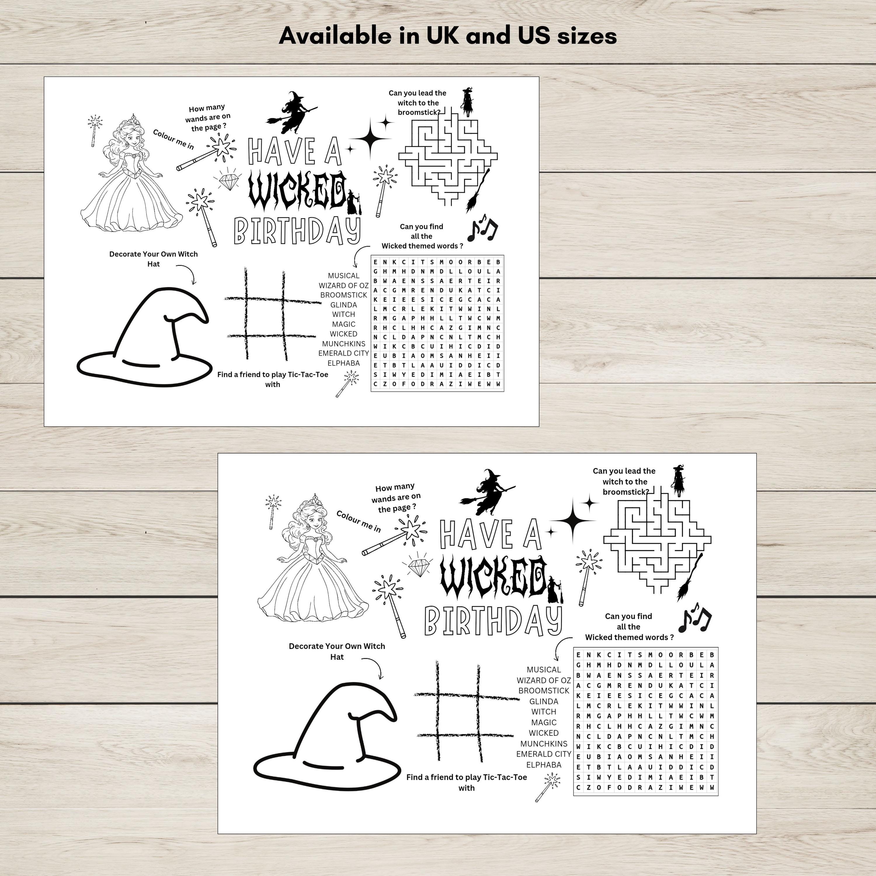 Witches Birthday Party Activity Sheet Printable for Kids, Witch Musical ...